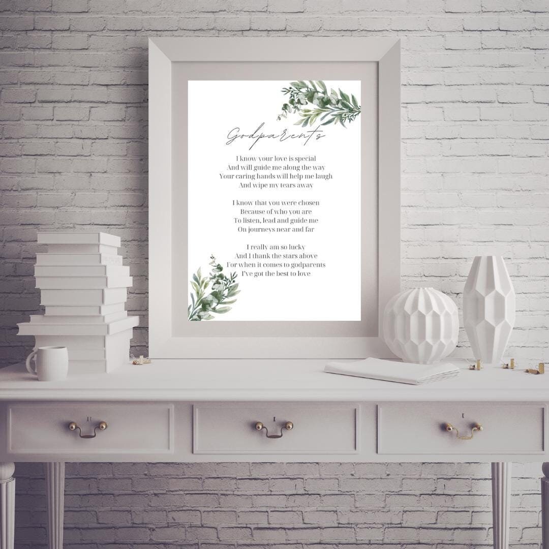 Godparent Poem Print, Baptism Gift, Christening Decor (digital Download ...