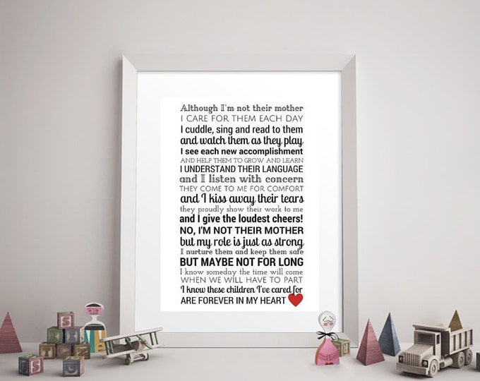 CAREGIVER/DAYCARE POEM Modern Print Daycare Provider Gift | Etsy