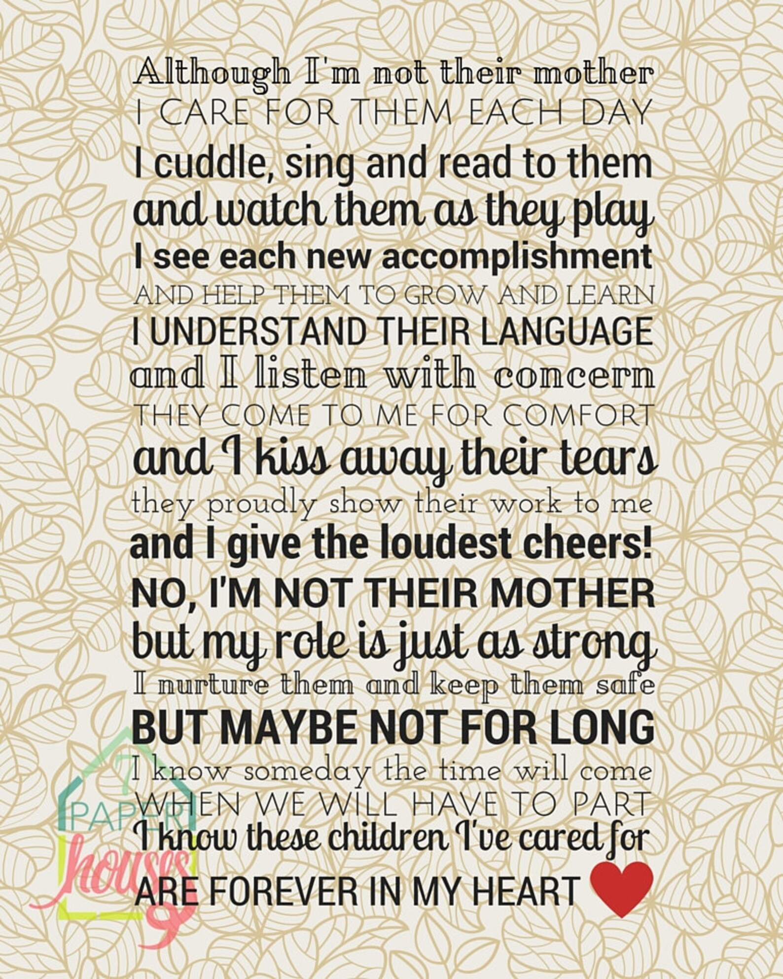 Caregiver Poem Art Print – Modern Gift (digital Download) - Etsy