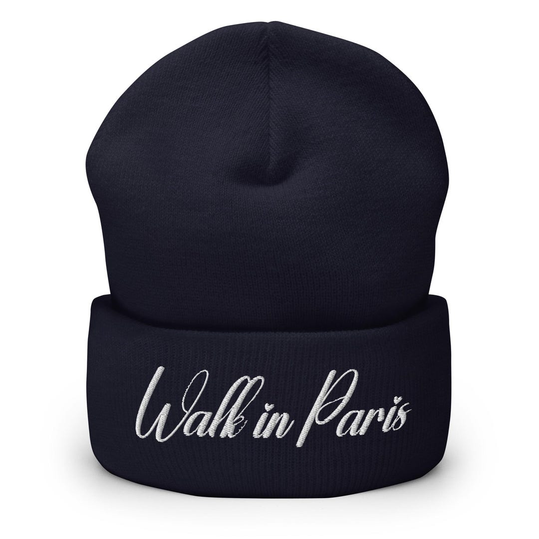 Walk in Paris Cuffed Beanie With Embroidery - Paris Beanie - Walk in ...
