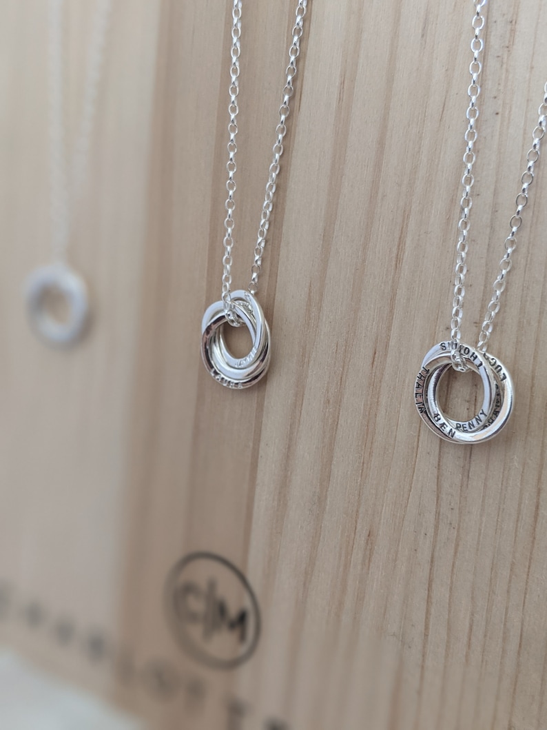 Personalised Interlocking Silver Ring Necklace Interlocking - Etsy