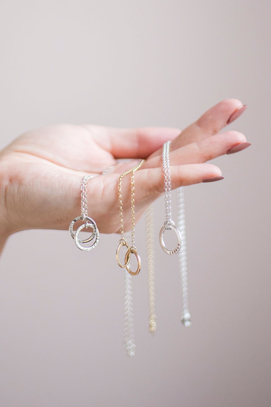 Personalised Interlocking Silver Ring Necklace Double | Etsy