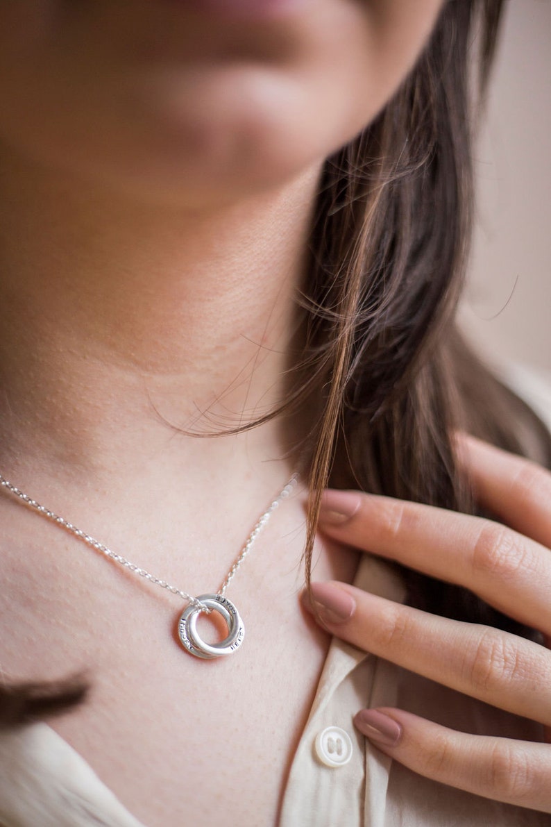 Personalised Interlocking Silver Ring Necklace Interlocking - Etsy