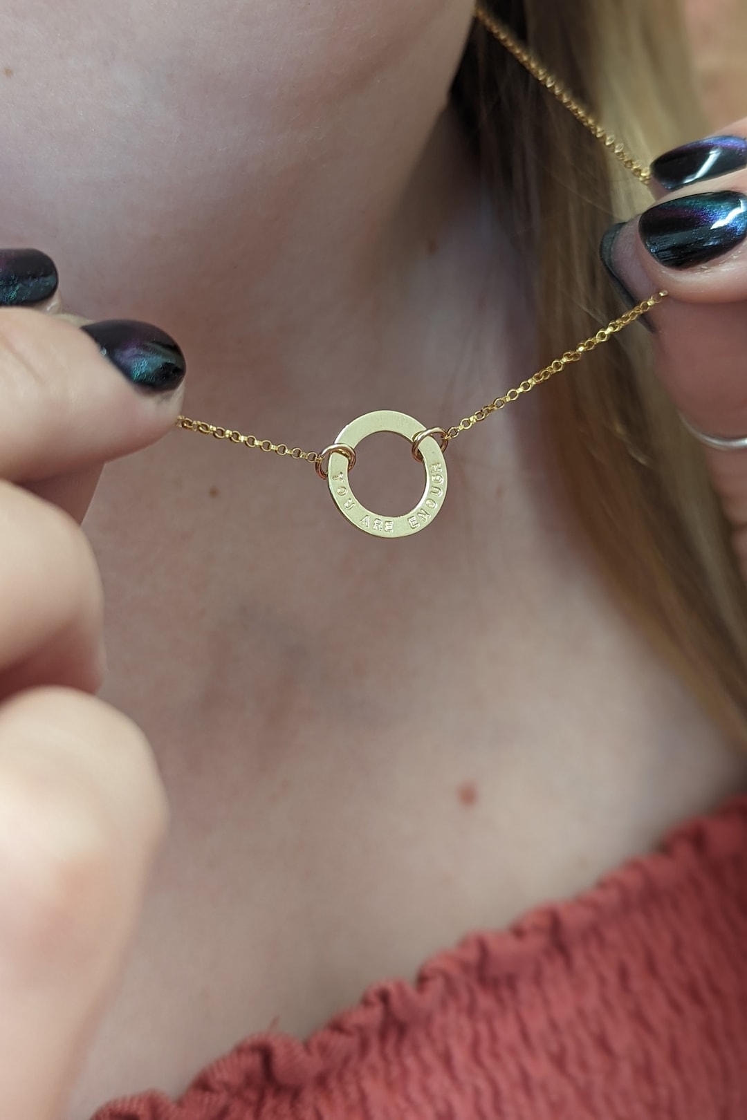 Personalised Gold Circle Necklace, Gold Circle Necklace, Circle Name ...
