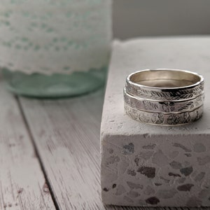 Handmade Silver Flower Ring, Personalised Leaf Silver Ring, Custom Silver Flower Band, Hand ...