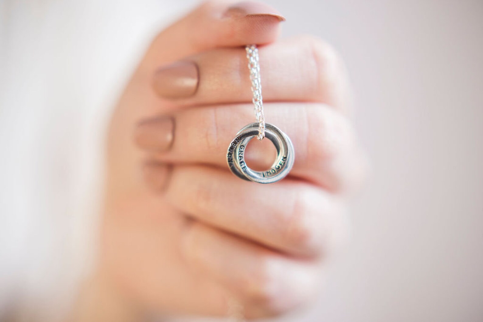 Personalised Interlocking Silver Ring Necklace Interlocking - Etsy