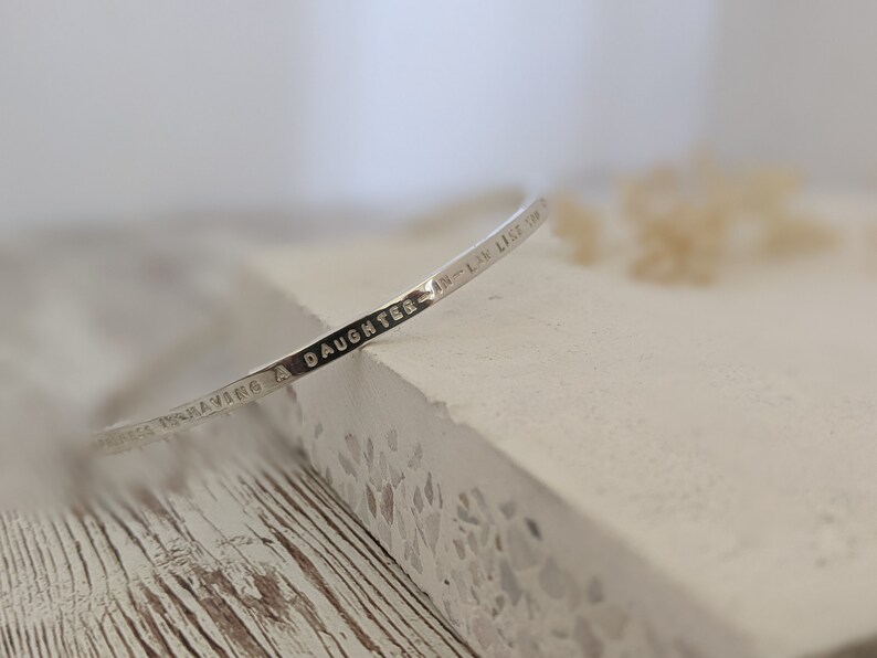Personalised Silver Bangle Personalised Message Silver | Etsy