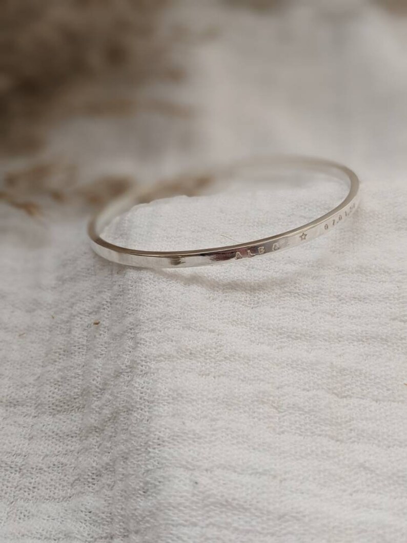 Personalised Silver Bangle Personalised Message Silver | Etsy