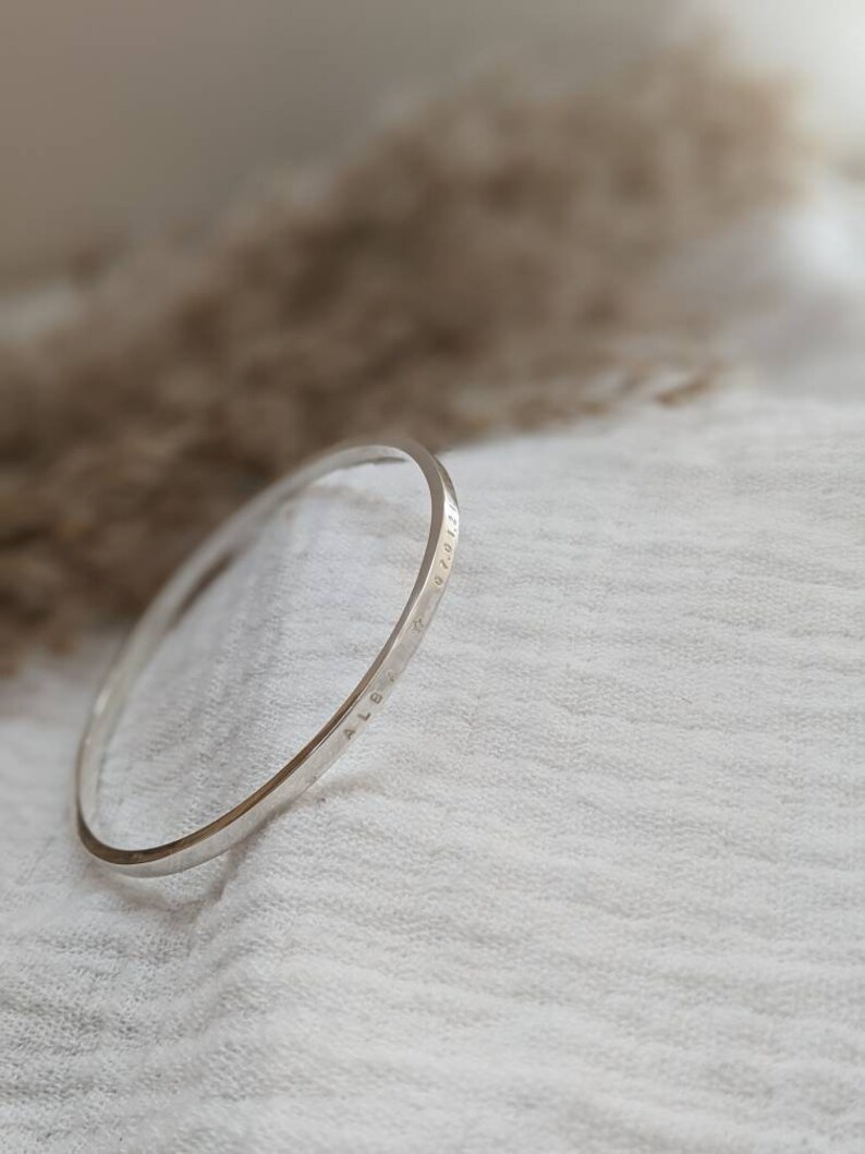 Personalised Silver Bangle Personalised Message Silver | Etsy