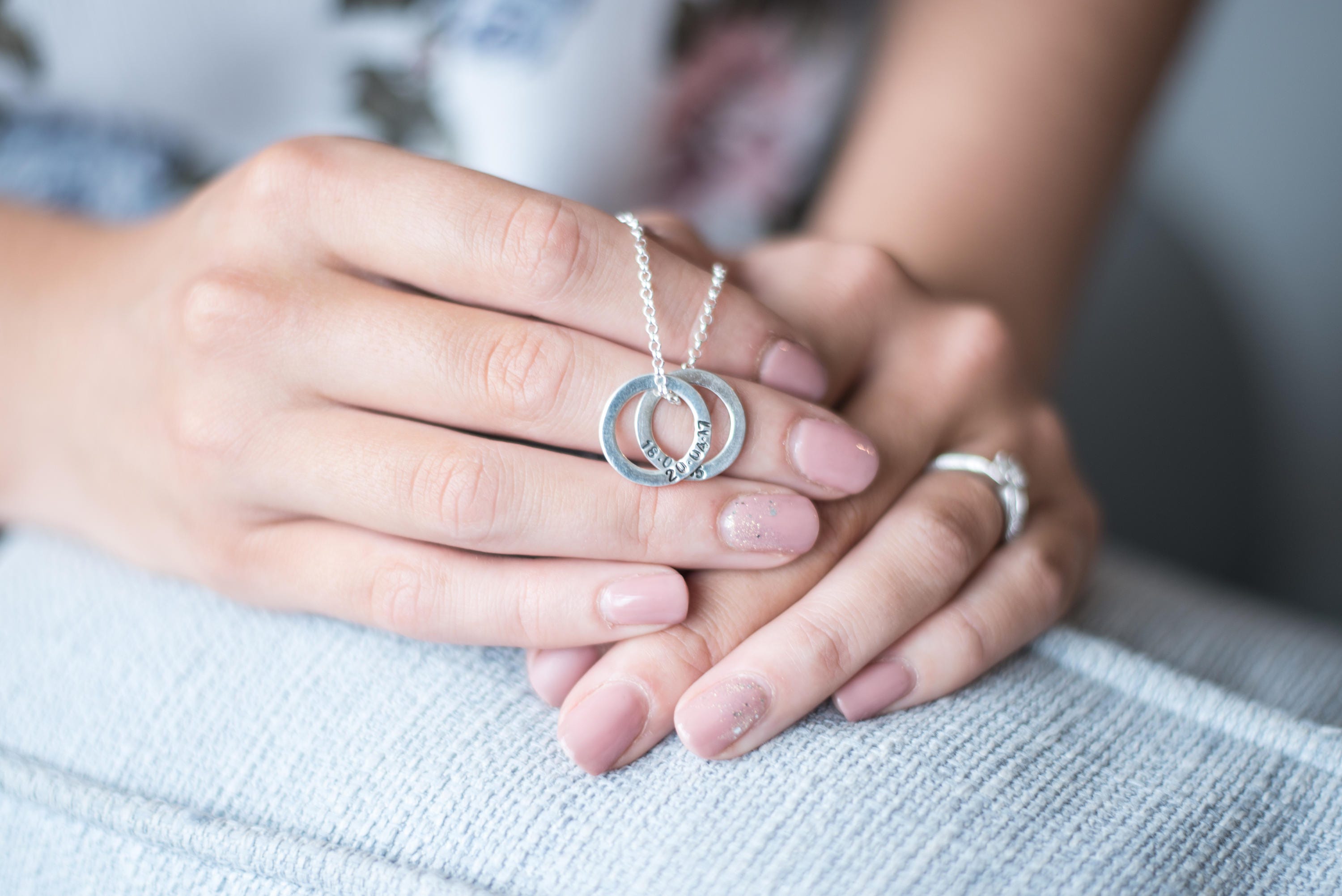 Personalised Sterling Silver Circle Necklace Silver Circle | Etsy