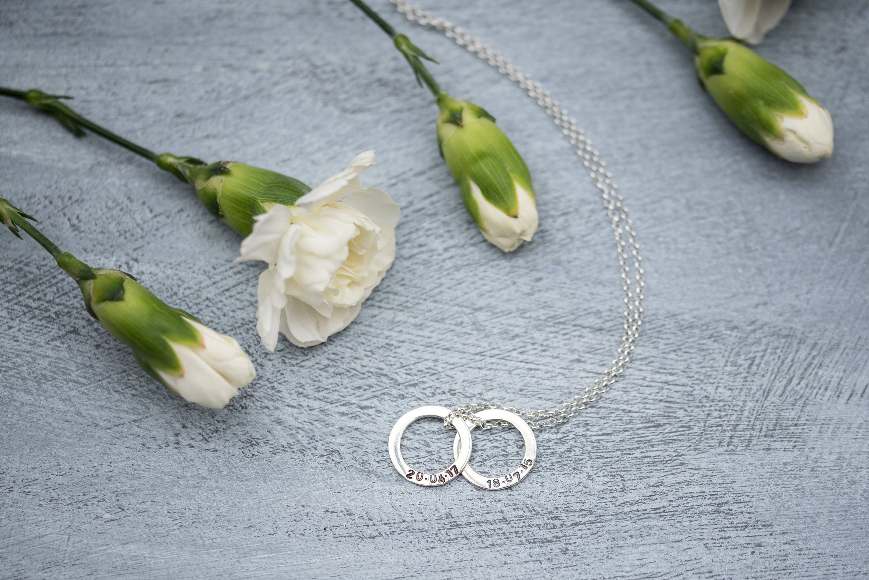 Personalised Sterling Silver Circle Necklace Silver Circle | Etsy