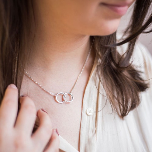 Personalised Interlocking Silver Ring Necklace Interlocking - Etsy