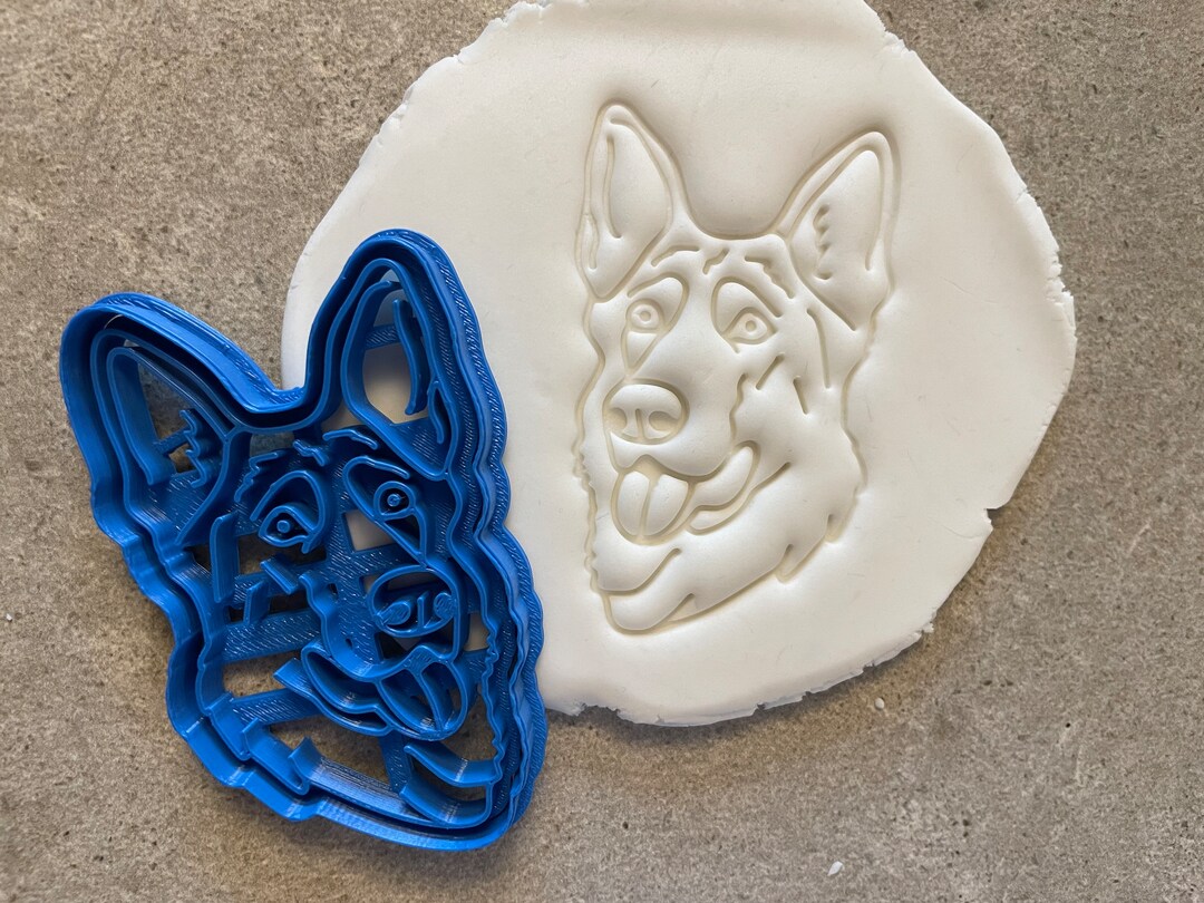 German Shepherd Face 2 Cookie Cutter, Alsatian, Biscuit, Cute Dog ...