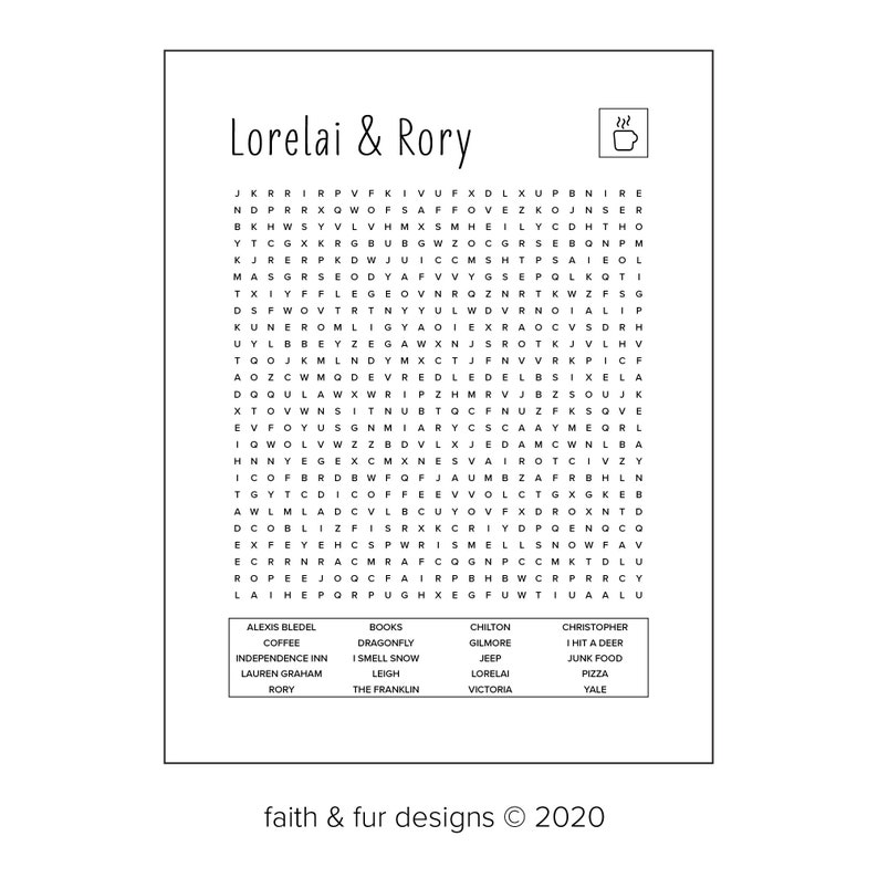 Gilmore Girls Word Search - Etsy
