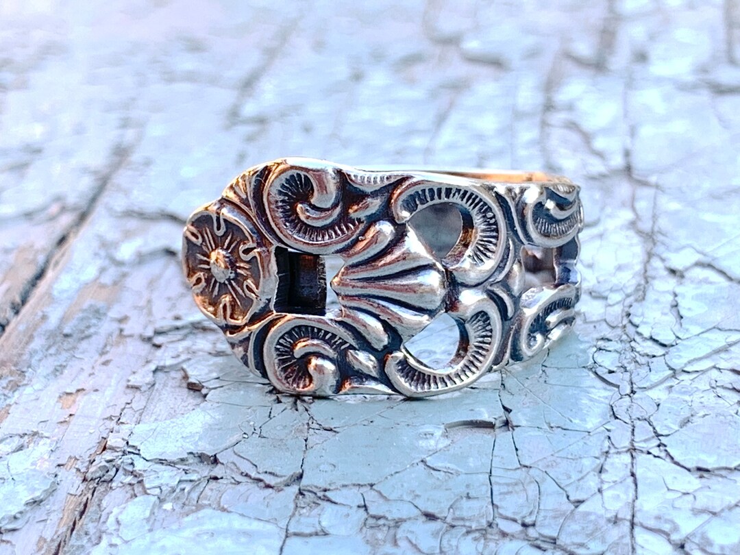 Swedish Scandinavian Gothic Spoon Ring Silver Plated Statement Ring ...