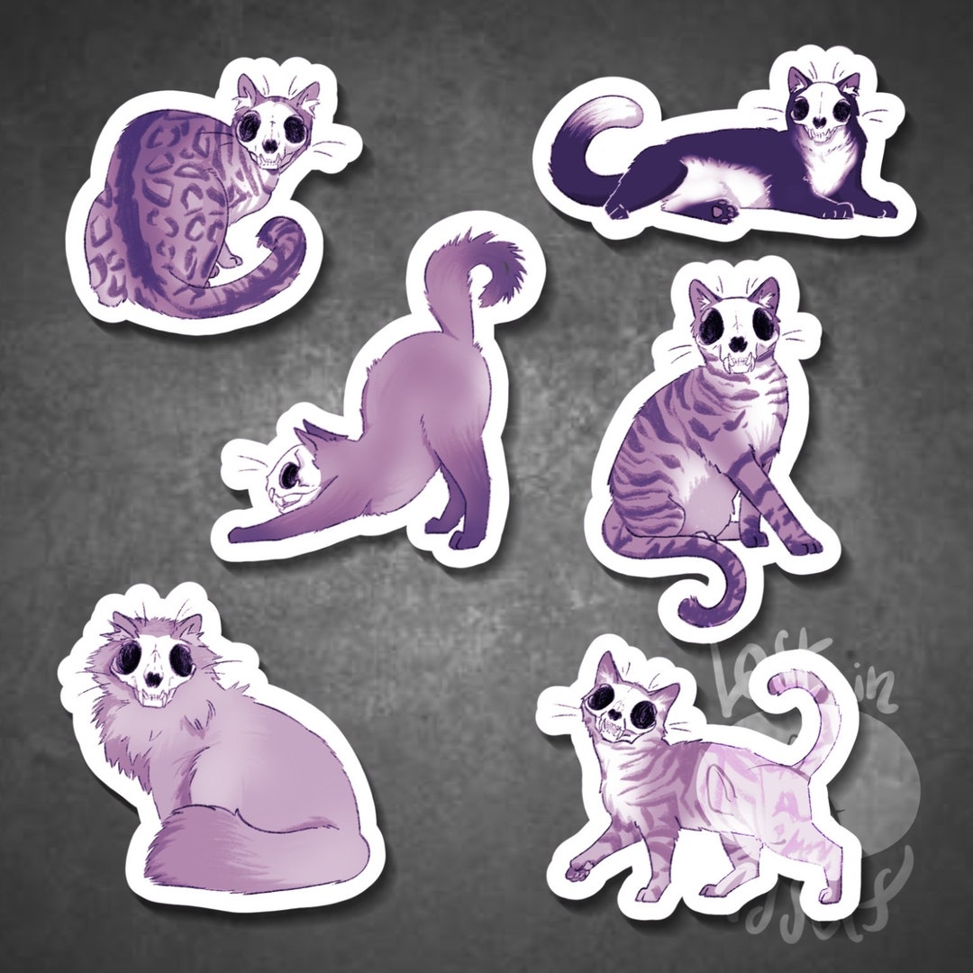 Cryptid Cats Sticker Sheet, Skull Cats, Cat Sticker - Etsy