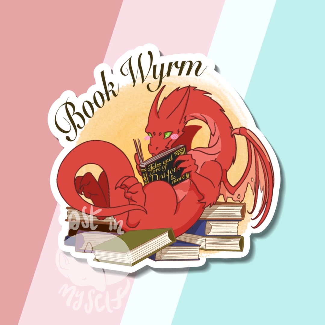Book Wyrm Sticker, Dragon Sticker, Book Nerd, Book Hoarder - Etsy