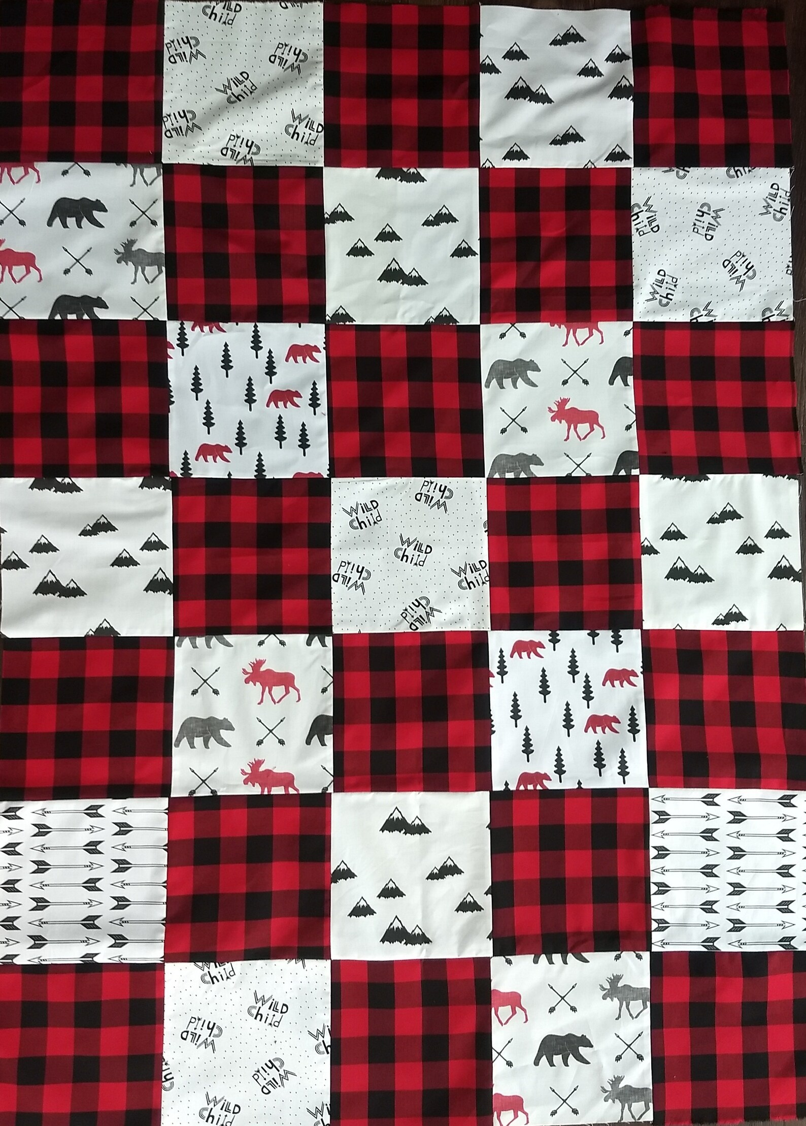 Red Black Buffalo Plaid Woodland Lumber Jack Quilt- One of a Kind ...