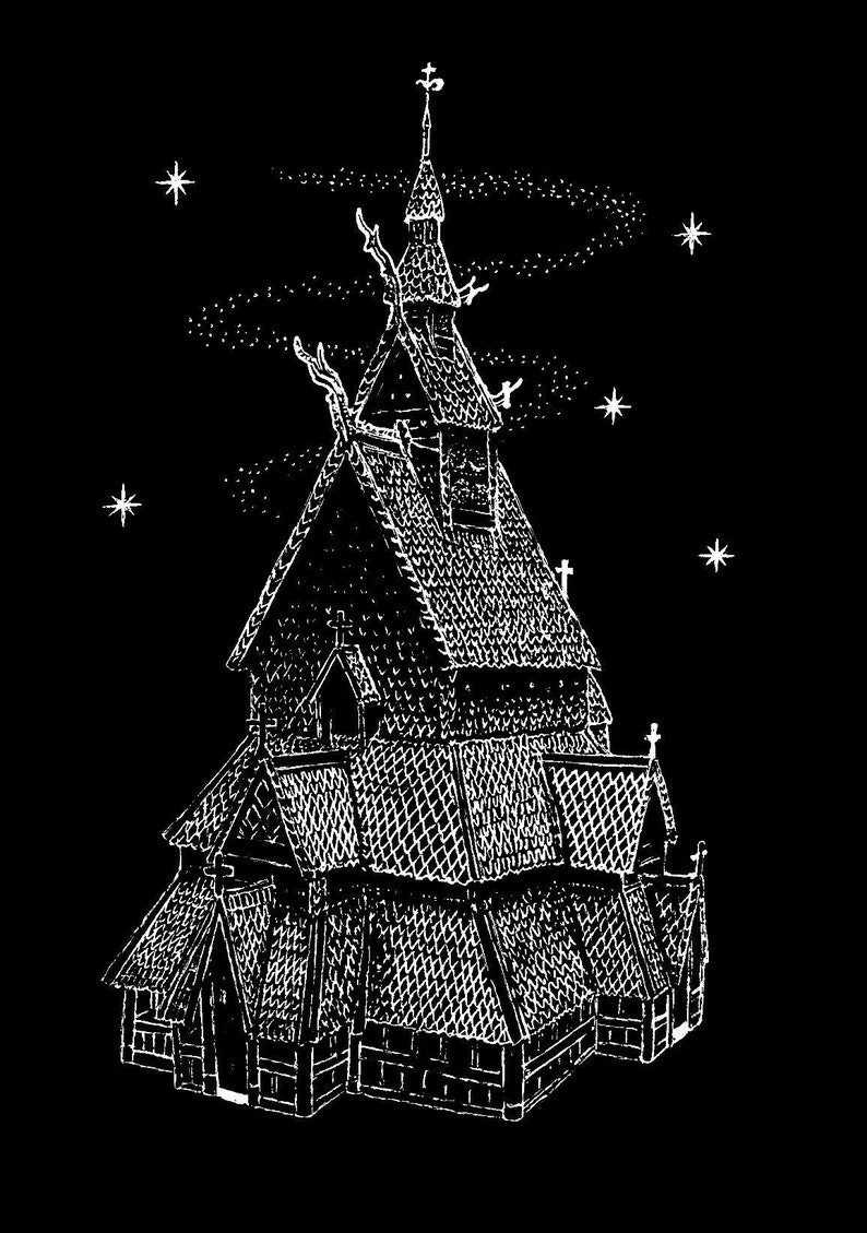 Stave Church Print - Etsy