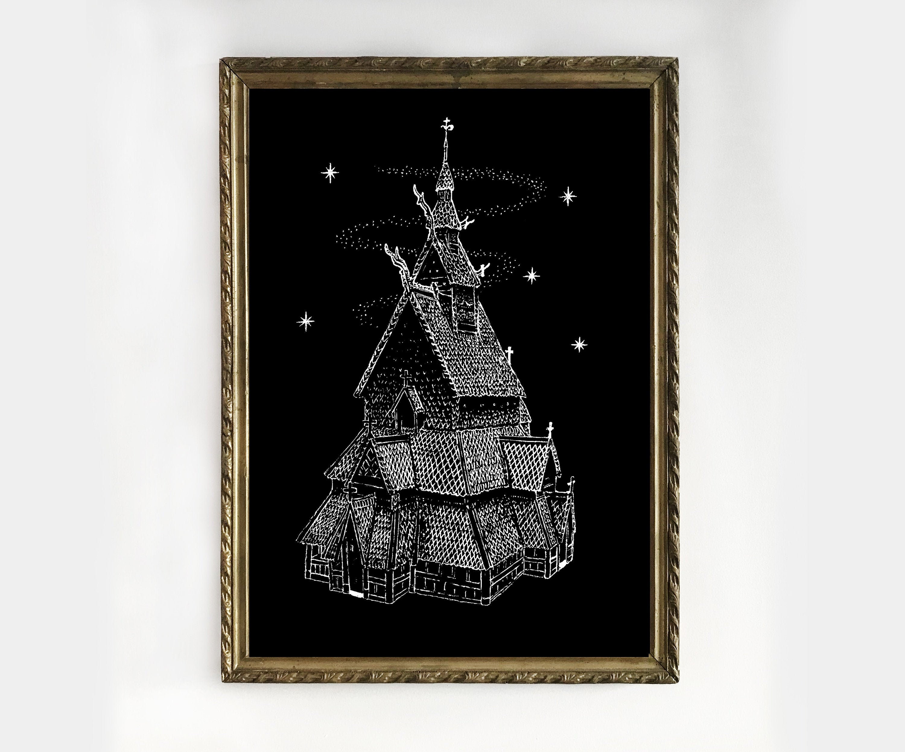 Stave Church Print | Etsy