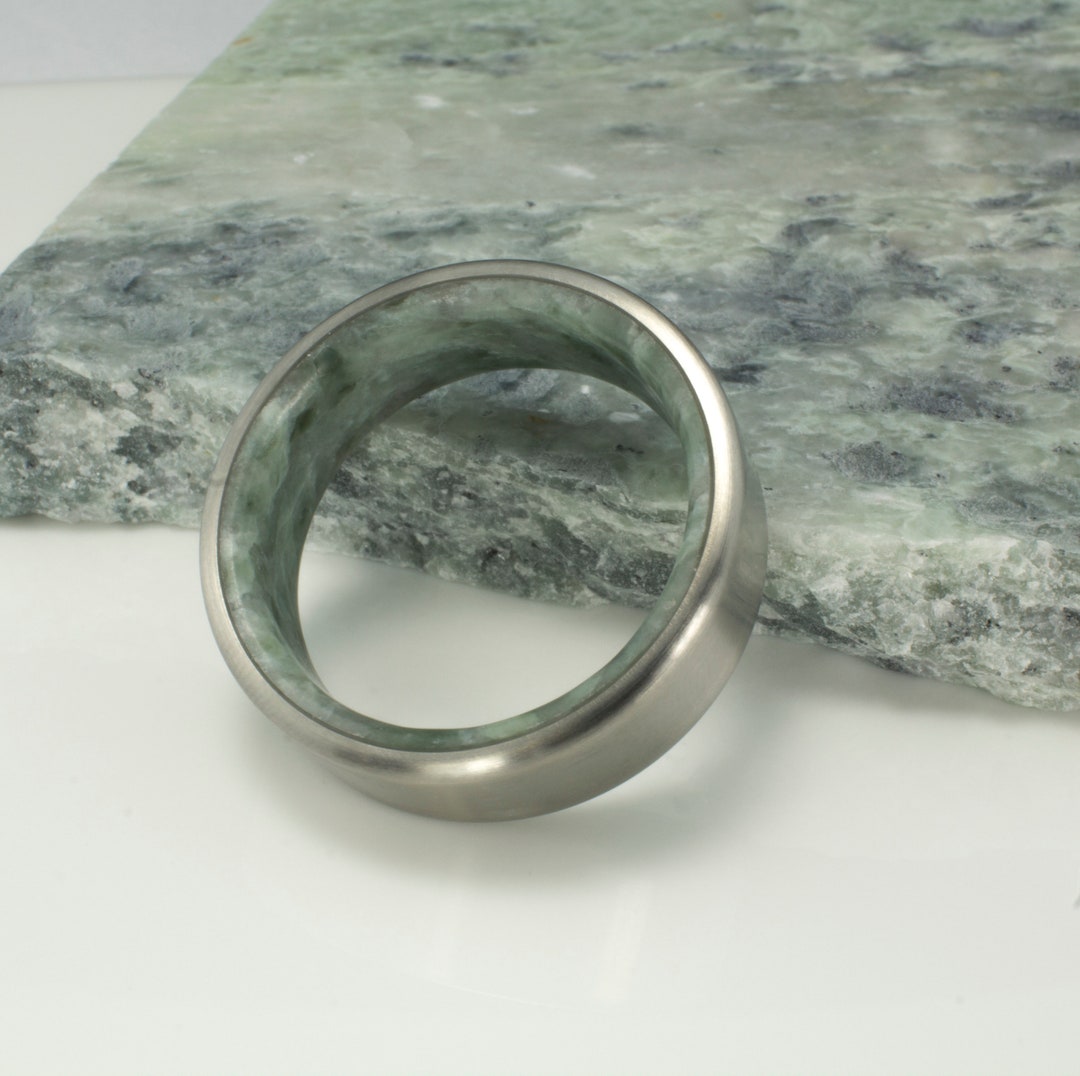 Handmade Titanium Ring With Natural Marble Inlay - Wedding Band - Etsy
