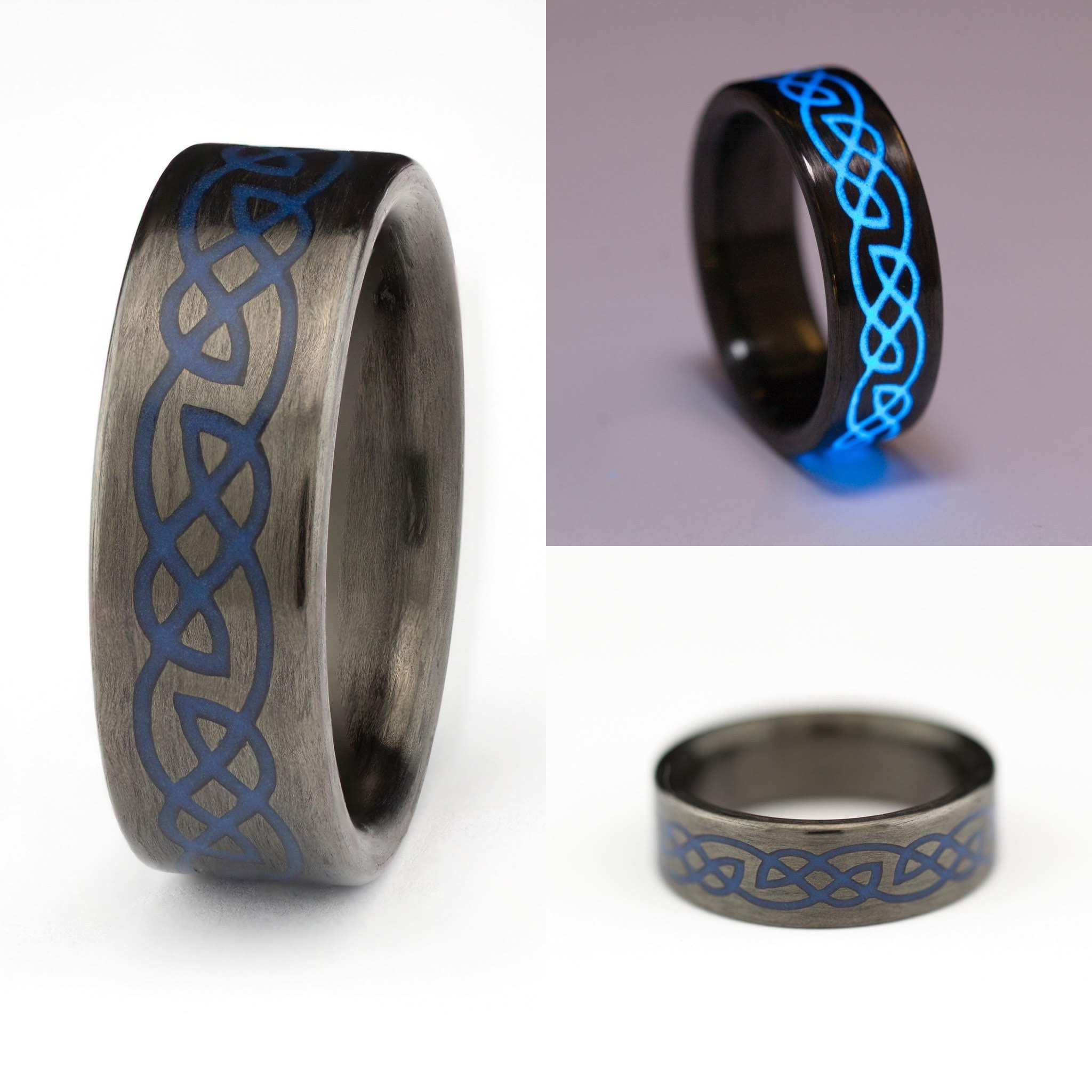 Celtic Ring Carbon fiber Glow Ring Glow Ring Men's | Etsy