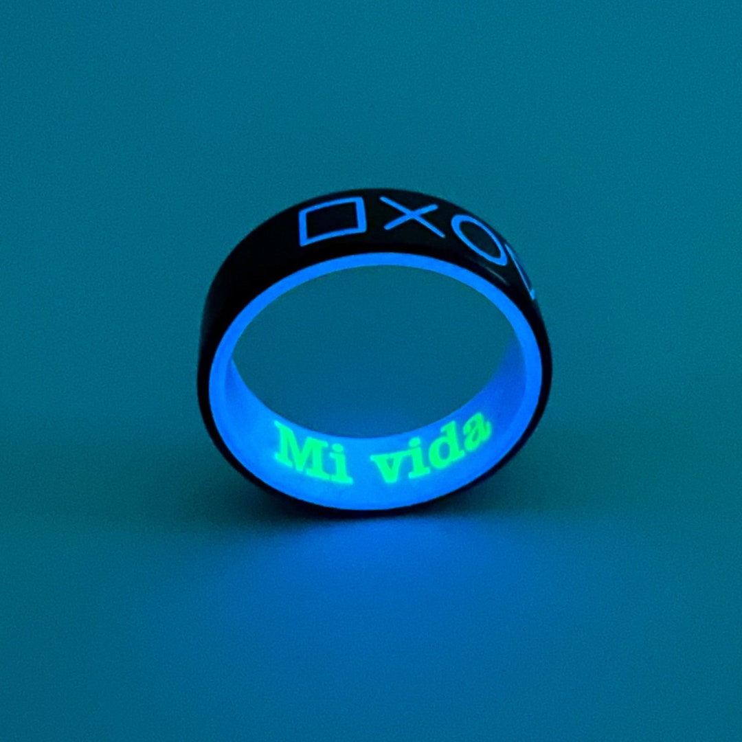 Playstation Glow Ring, Carbon Fiber LED Ring, Men's Wedding Band, Glow ...