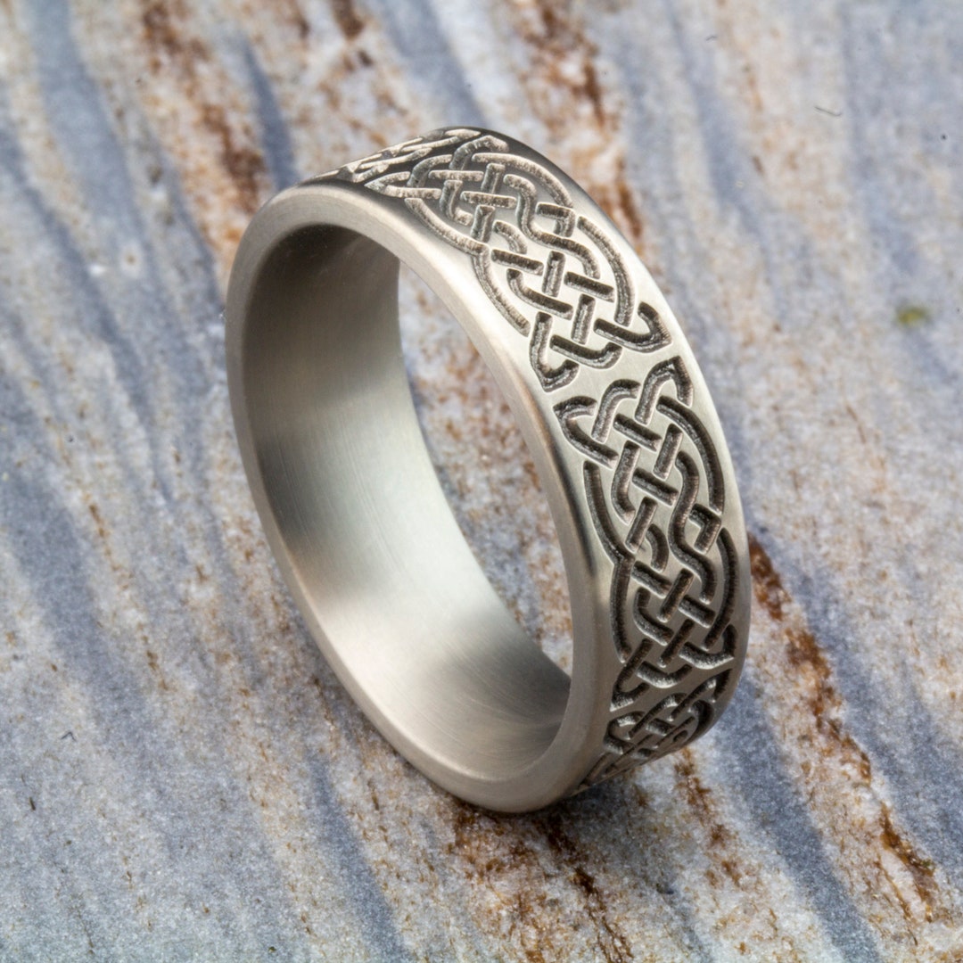 Handmade Titanium Ring With Celtic Engravings - Wedding Band - Etsy