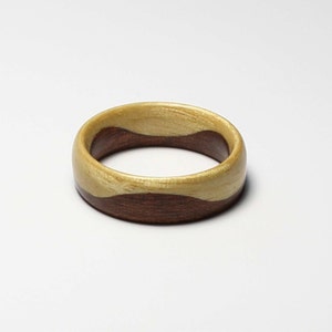 Wooden Ring Handcrafted in Two Kind of Wood, Indian Rosewood & Maple ...