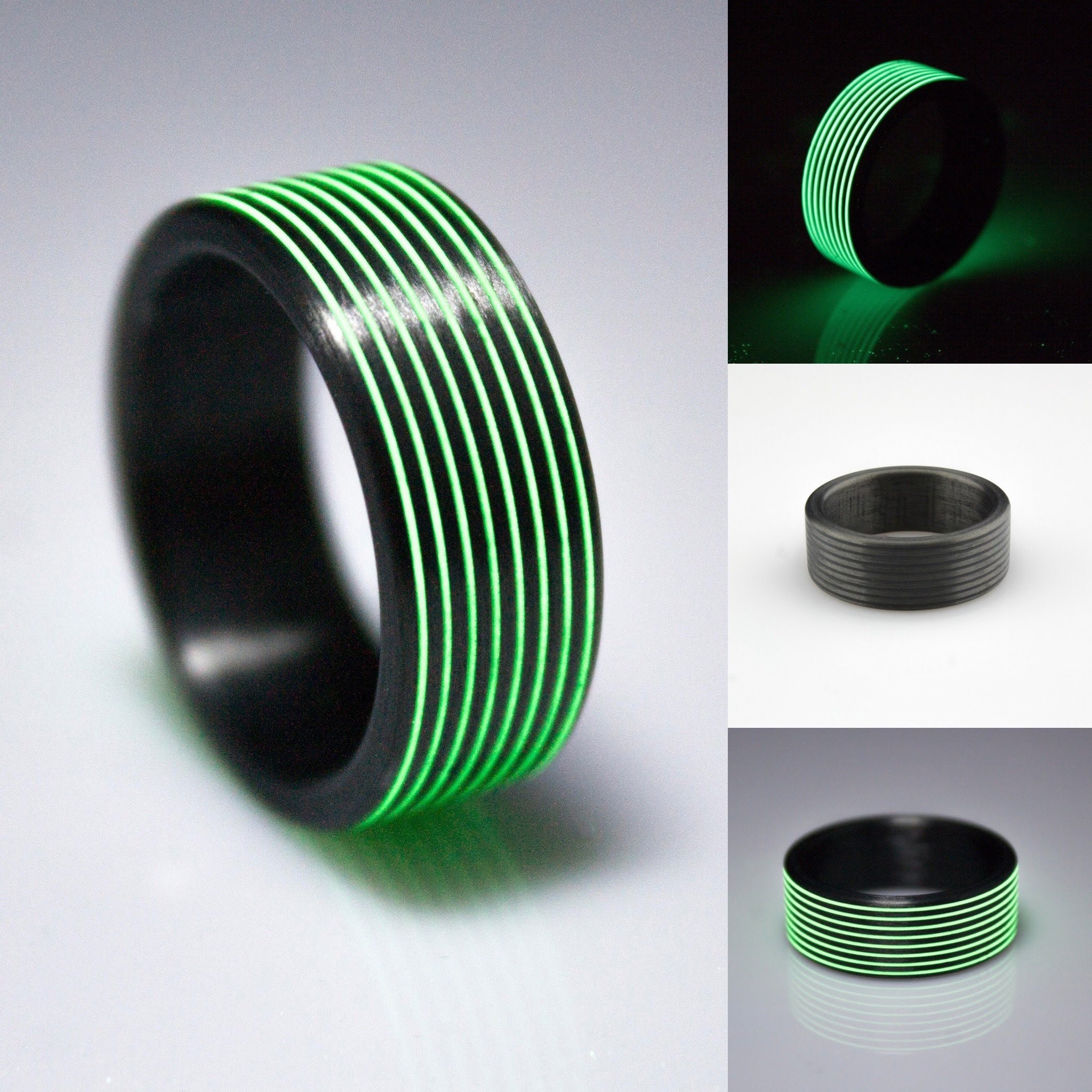 Carbon fiber Glow Ring Glow Ring Men's Ring Black Ring | Etsy