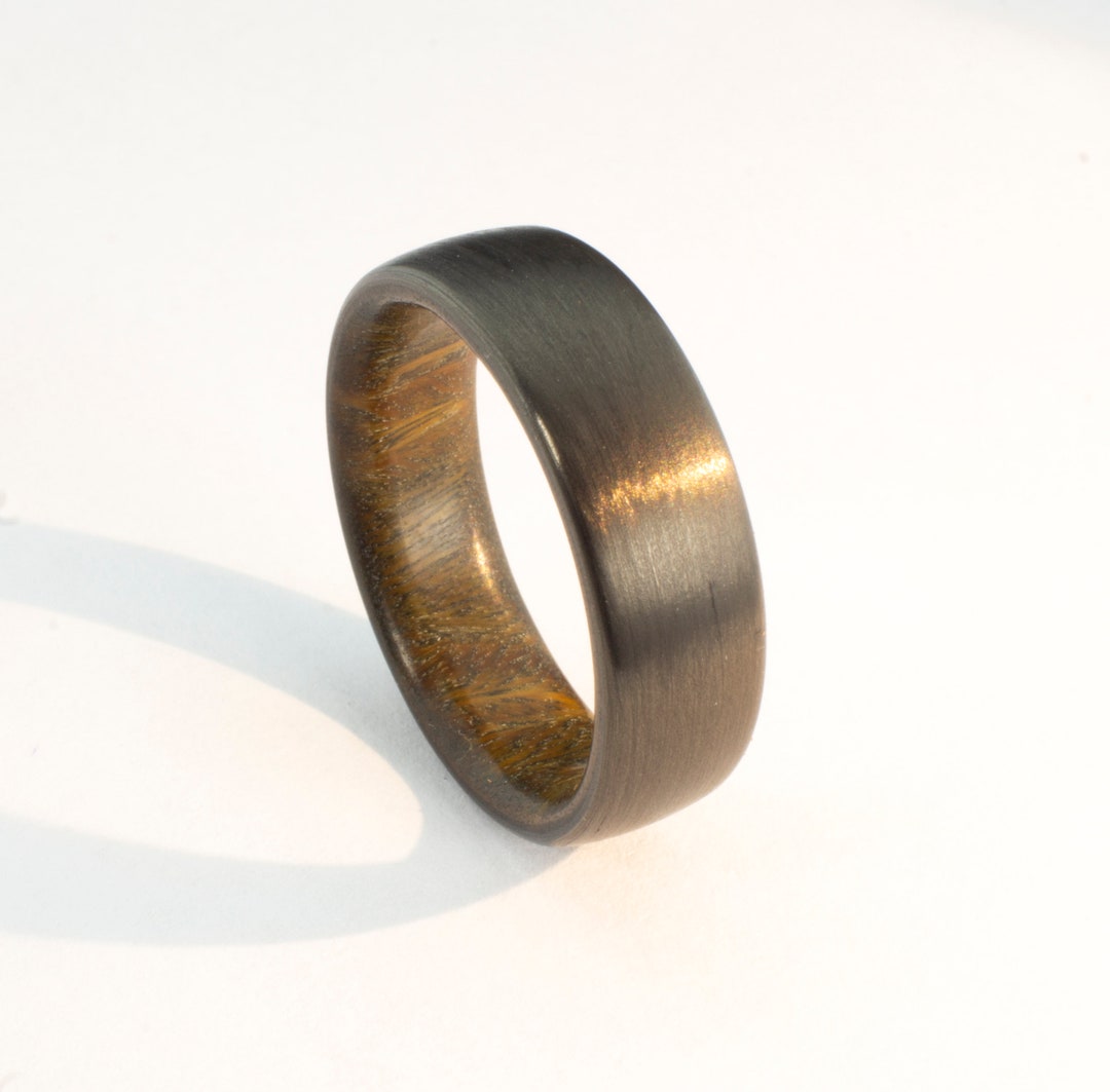 Carbon Fiber Ring: Lignum Vitae Wood Liner, Black Wedding Band - Etsy