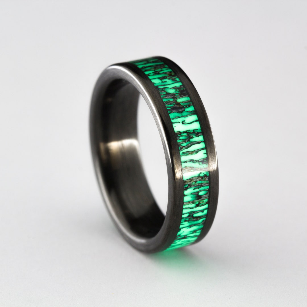 Carbon Fiber Men's Ring: Elk Antler Glow Ring, Wedding Band - Etsy