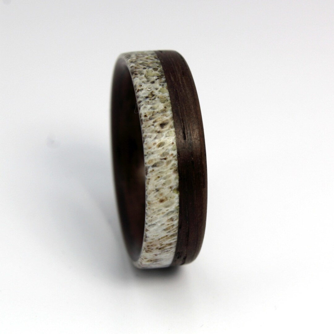 Bentwood Ring Handcrafted in Indian Rosewood & Deer Antler //wooden ...