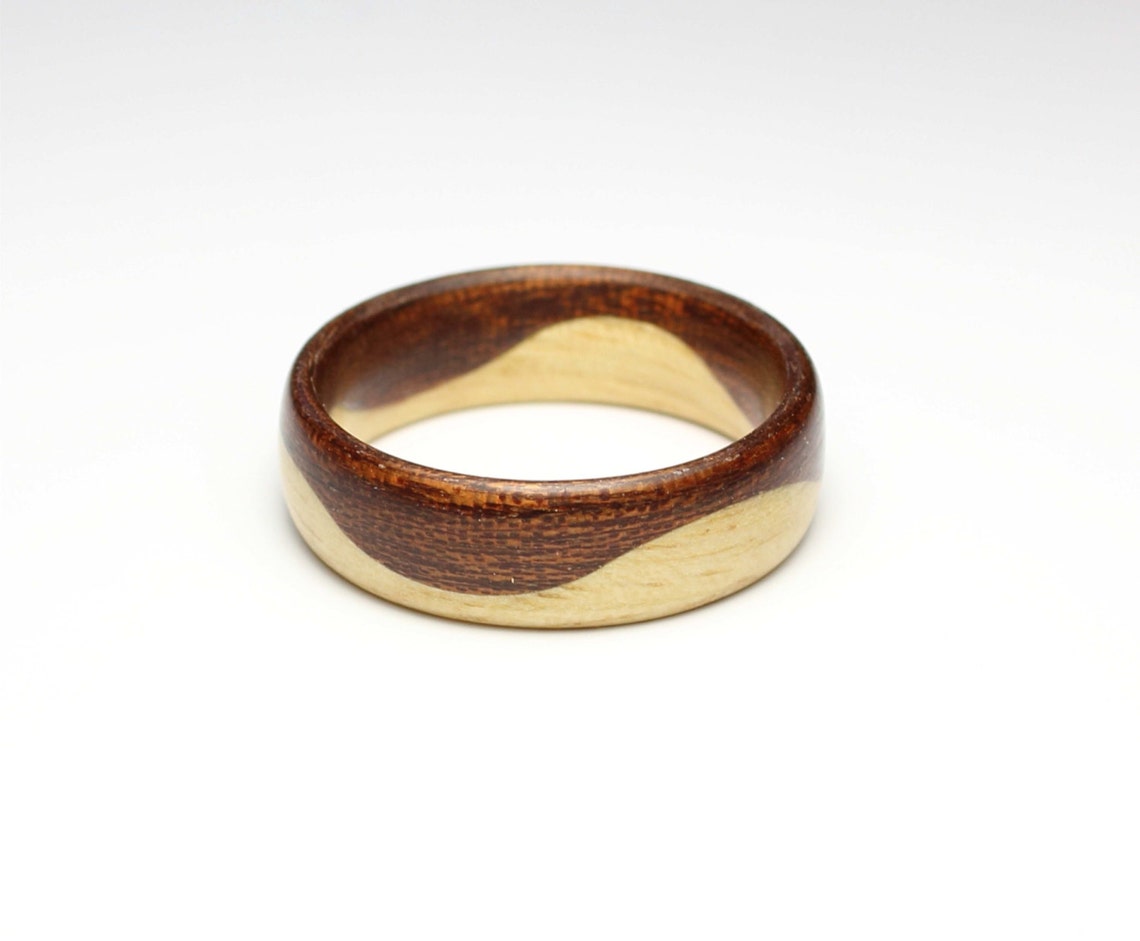 Wooden Ring Handcrafted in Two Kind of Wood, Indian Rosewood & Maple ...