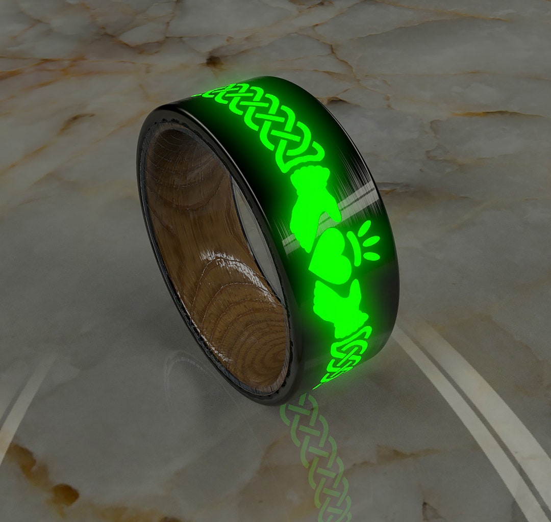 Carbon Fiber Glow Ring, Glow Ring, Men's Ring, Black Ring, Wedding ...