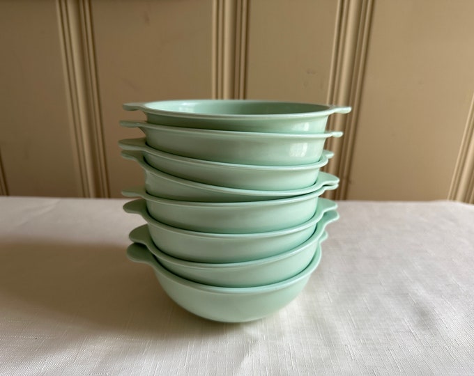 8 Mallo-ware 53 Bowls Cereal Tab Handle Mint Ice Green Vintage Melamine ...