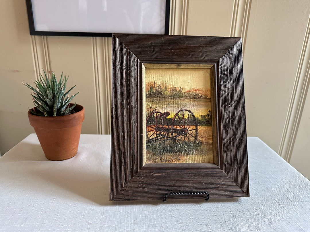 Vintage Americana Painting by Alice Skewes Old Tractor Wheels in Field ...