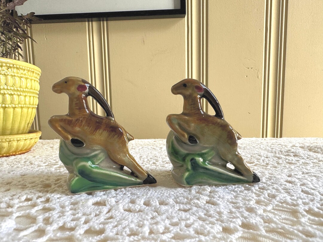 Vintage Art Deco Leaping Gazelle Salt and Pepper Shakers L. Batlin ...