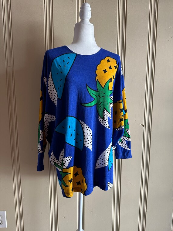 Vintage Jennifer Reed Pop Art Fruit Pineapple Cotton … - Gem