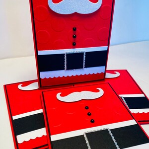 Santa Suit Christmas Card Set Santa Claus Card Hand Stamped Christmas ...