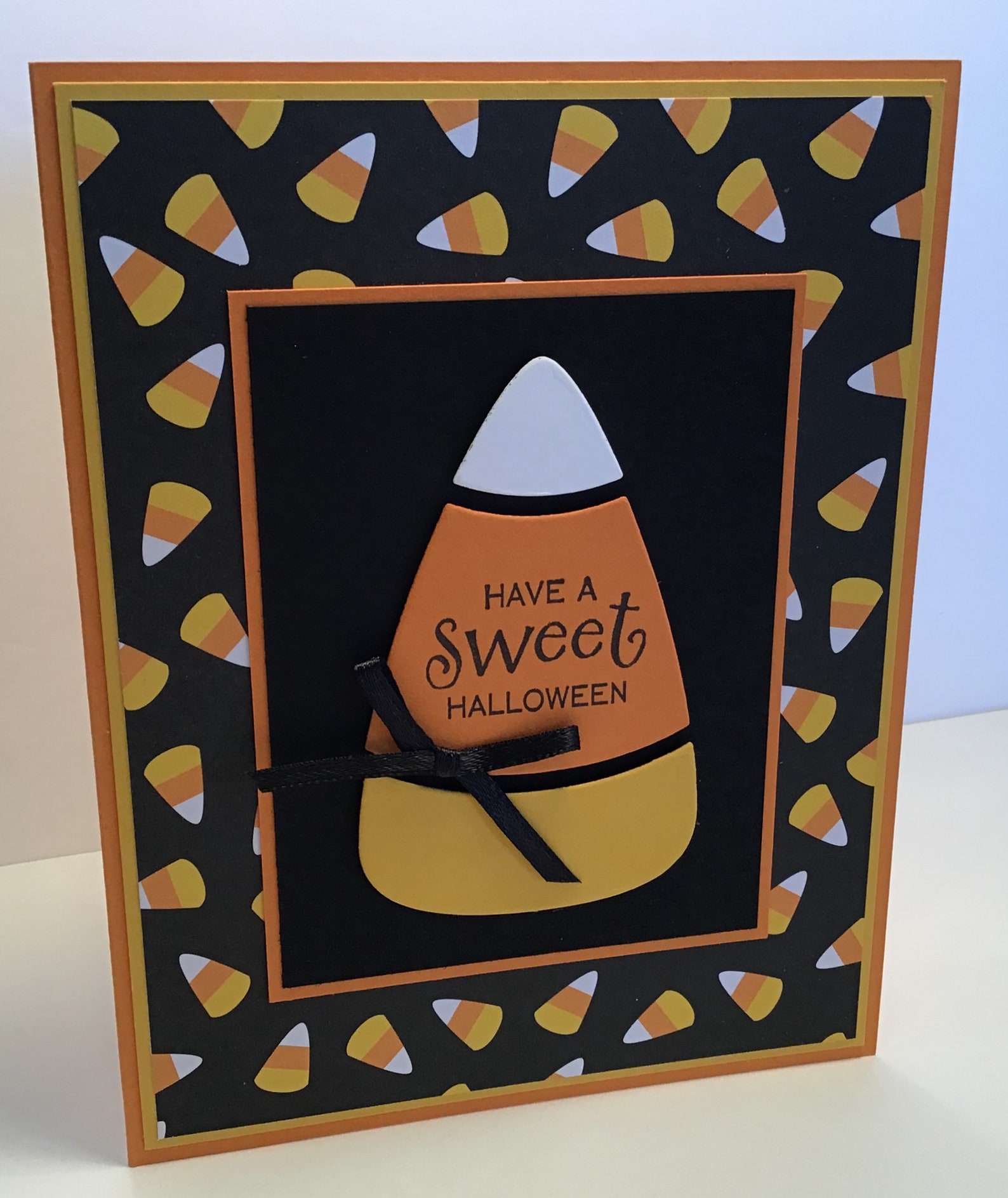 Candy Corn Card Greeting Card - Happy Halloween Card - Hand Stamped ...