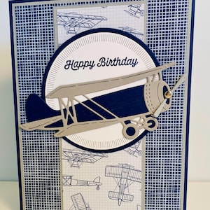 Airplane Birthday Card - Masculine Birthday Greeting Card - Handmade ...