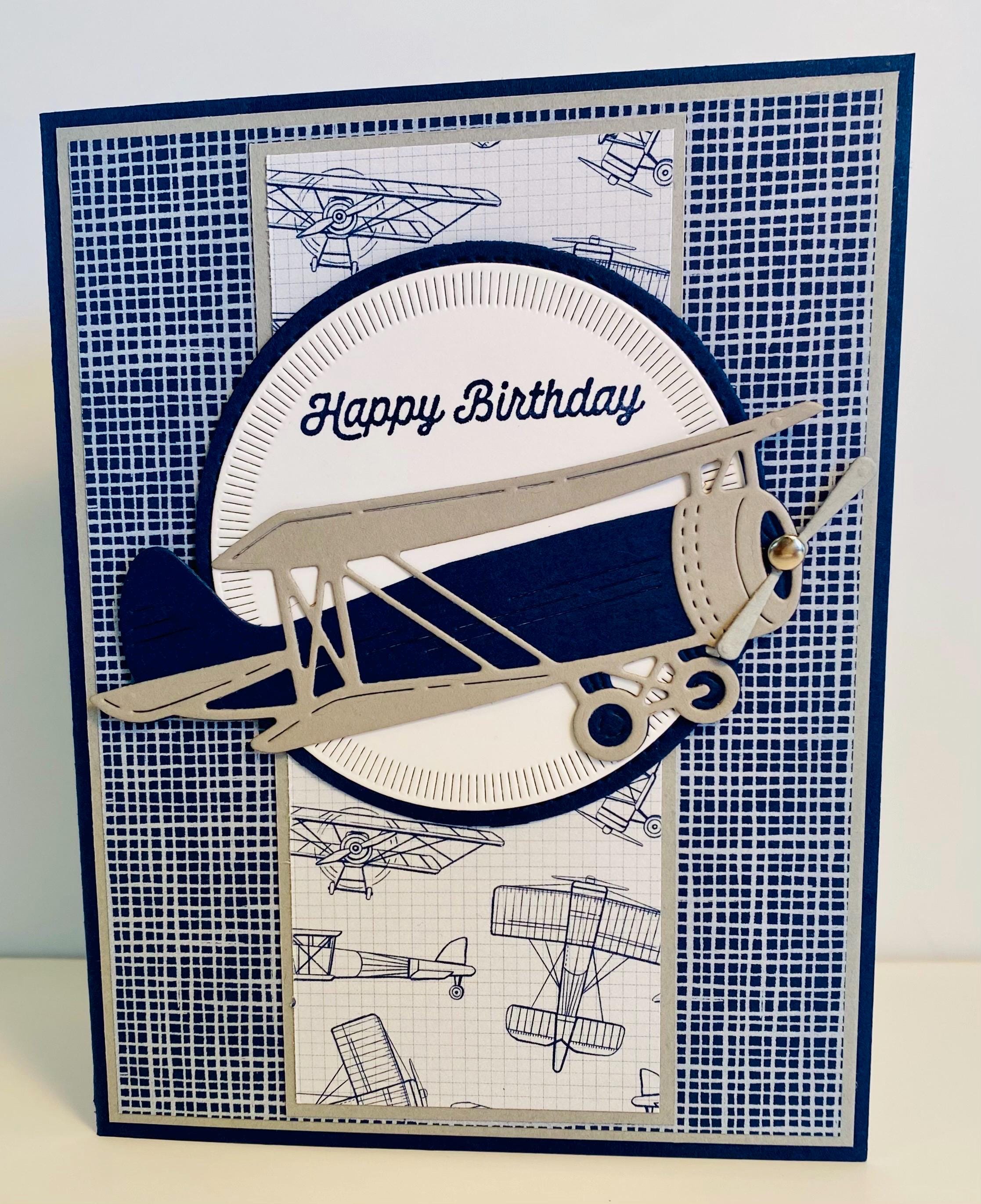 Airplane Birthday Card - Masculine Birthday Greeting Card - Handmade ...