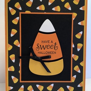 Candy Corn Card Greeting Card - Happy Halloween Card - Hand Stamped ...