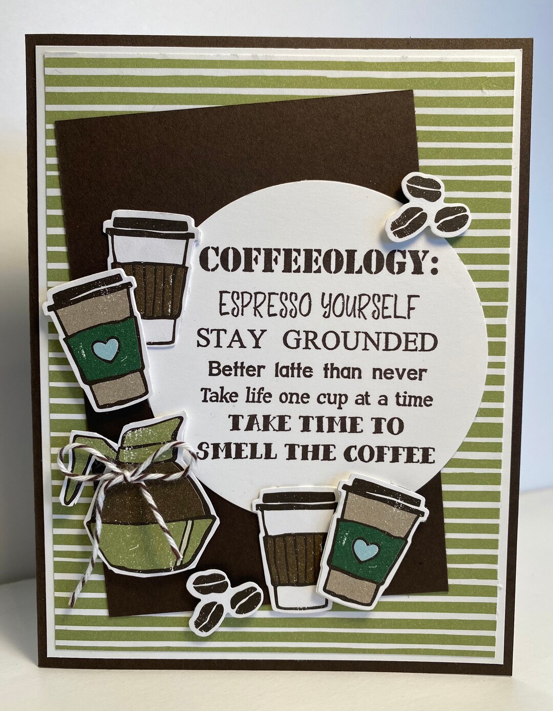 Hand Stamped Blank Coffee Card Friendship Card Coffee Lovers Card ...