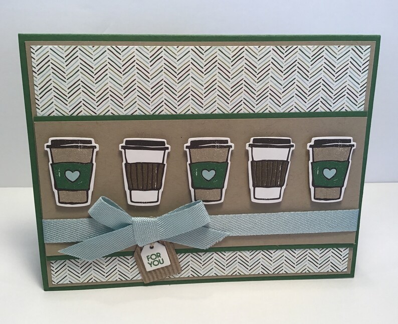 Coffee Thank You Card Thanks A Latte Note Card Embellished | Etsy