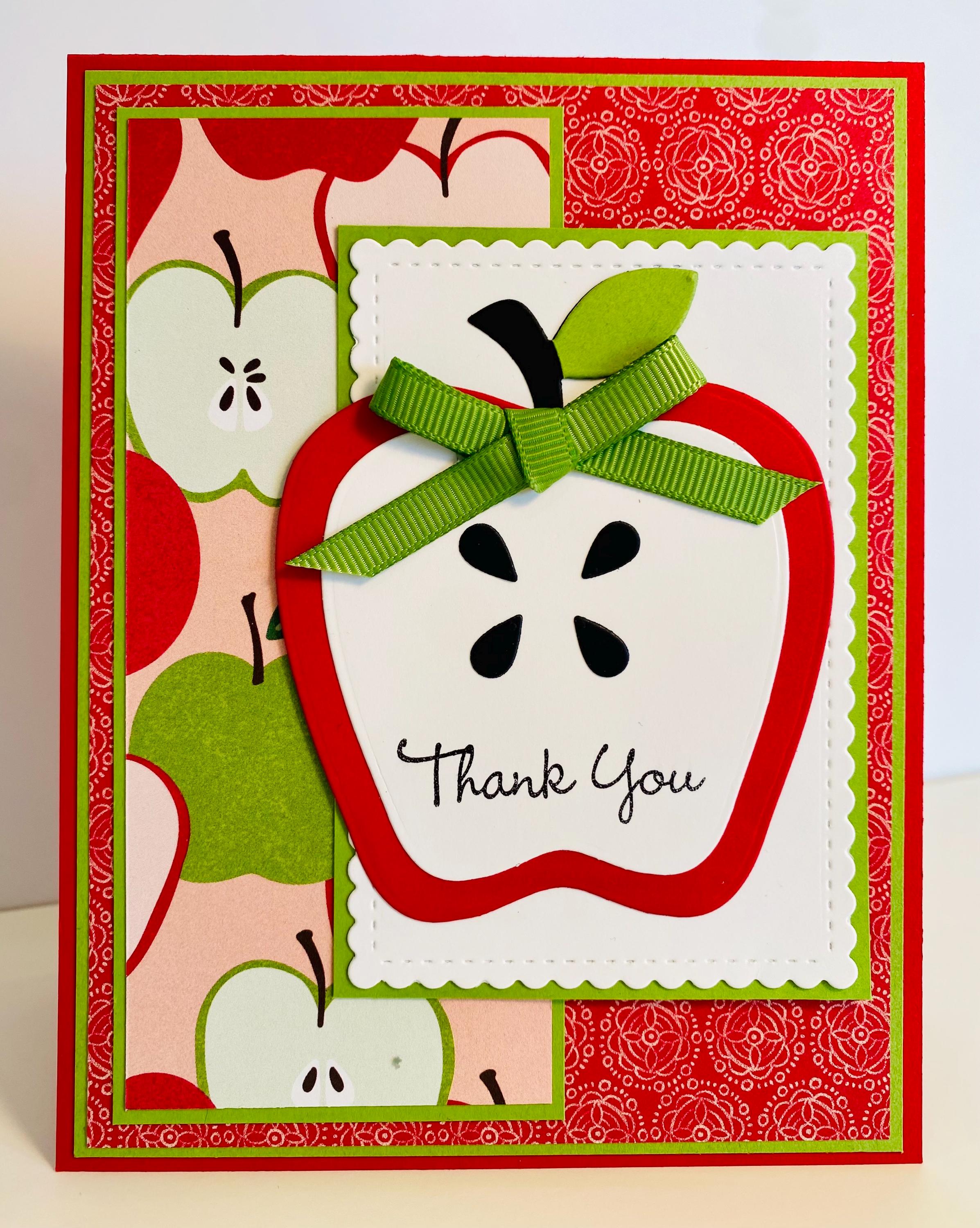 Apple Thank You Card - Teacher Thank You - Appreciation Card - Fruit ...