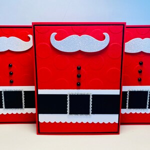 Santa Suit Christmas Card Set Santa Claus Card Hand Stamped Christmas ...