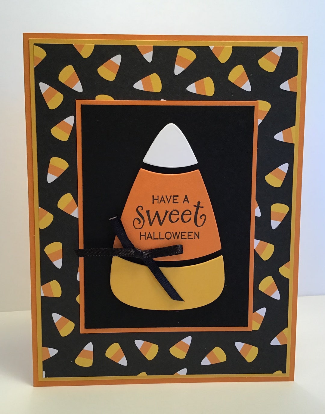 Candy Corn Card Greeting Card - Happy Halloween Card - Hand Stamped ...