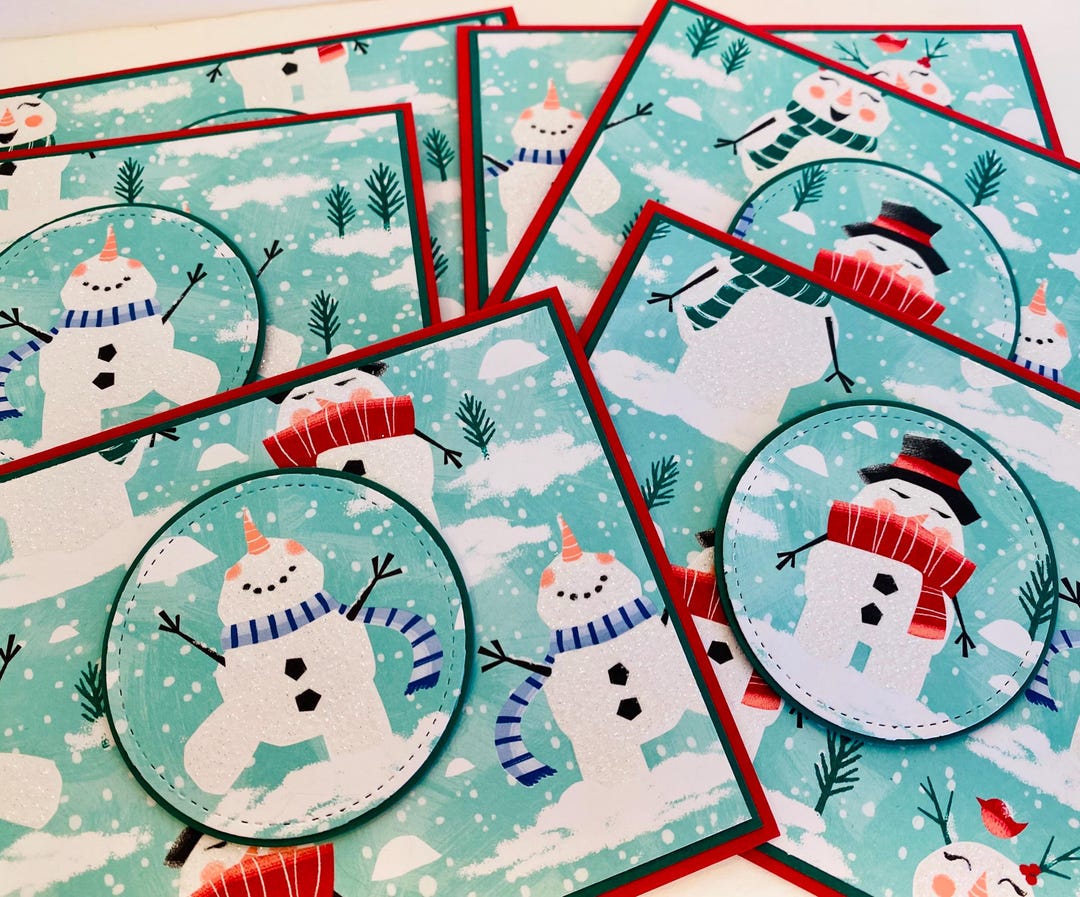 Set of Winter Note Cards Snowman Cards Blank Snowman Holiday Cards ...